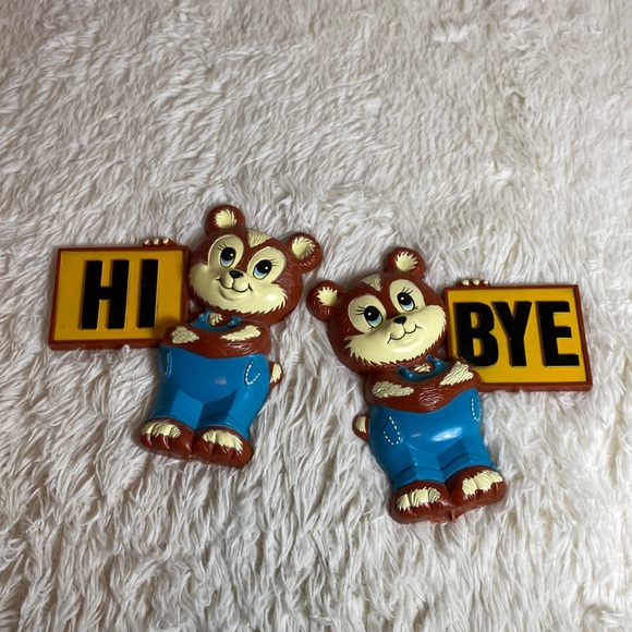 Wall Decor | Vintage Hi And Bye Bear Signs 8s Art Line Plastic | Poshmark